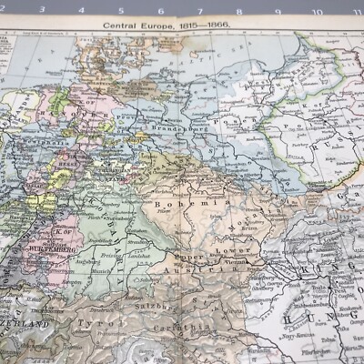 Year 1815-1866 Central Europe 1910's Antique Color Map Folded Wall Art ...