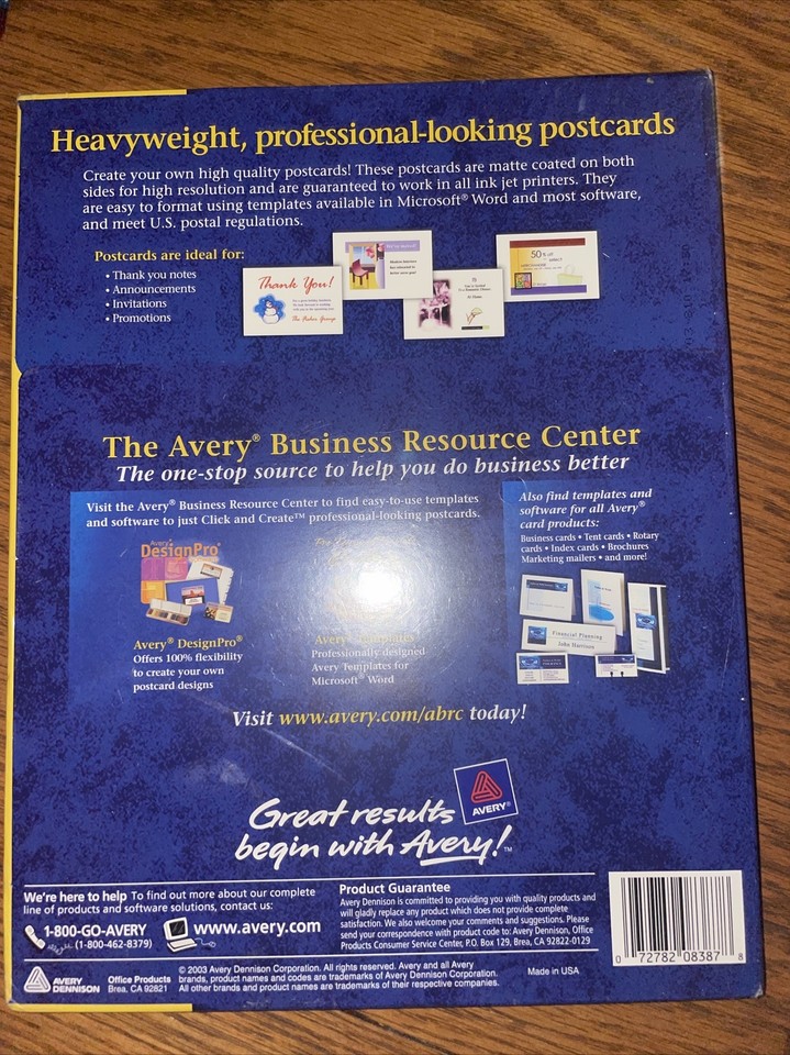 Avery 8387 Matte Blank White Postcards for Inkjet 5.5" x 4.25" NEW ...