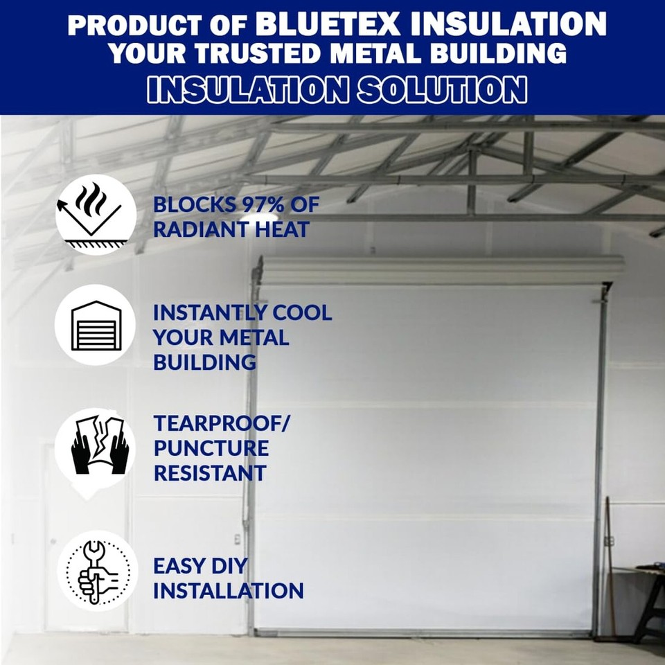 BlueTex Roll Up Garage Door Insulation Kit for Cooling Down Metal ...