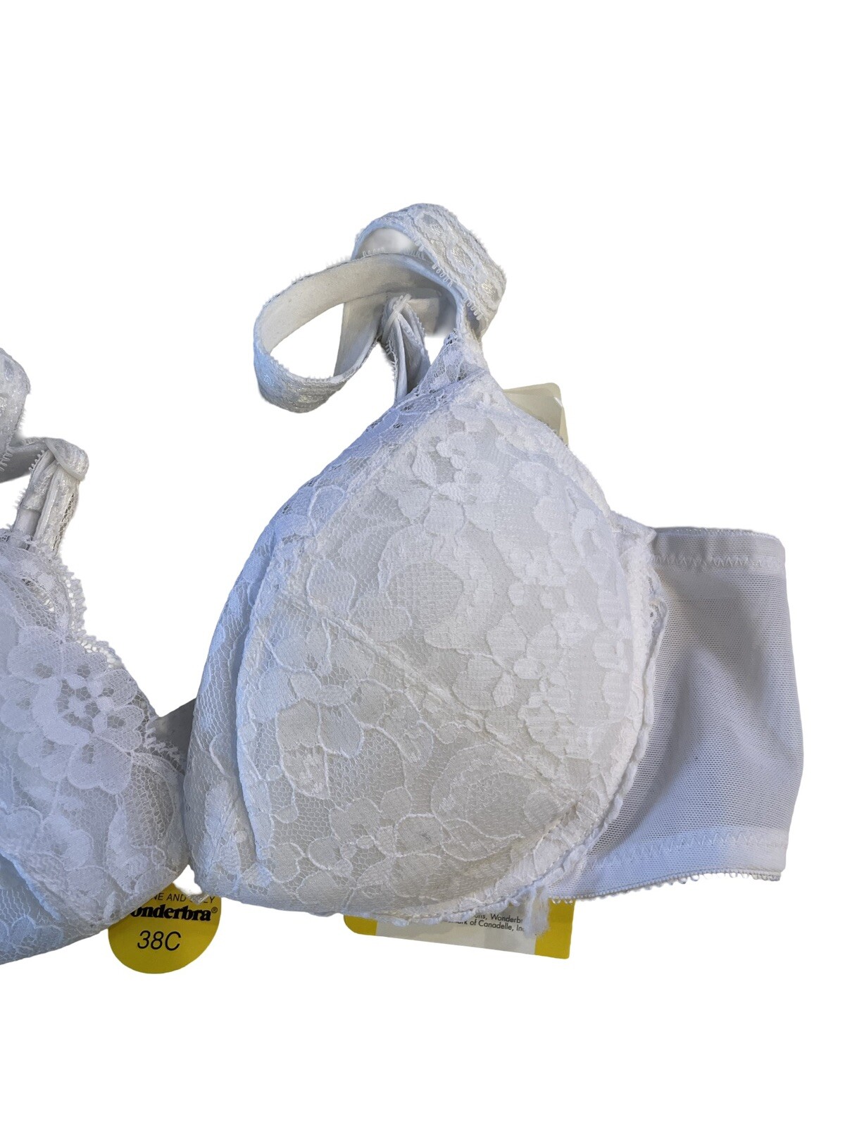 WONDERBRA Sz 38c White Lace Underwire Wonder Push Up Bra 7155
