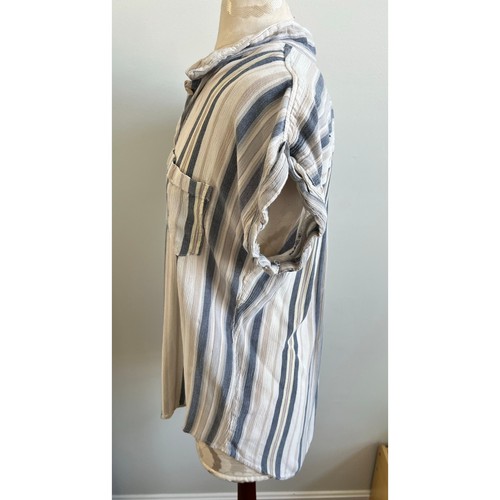 Thread & Supply Striped Short Sleeve Button Up Tunic Large | eBay