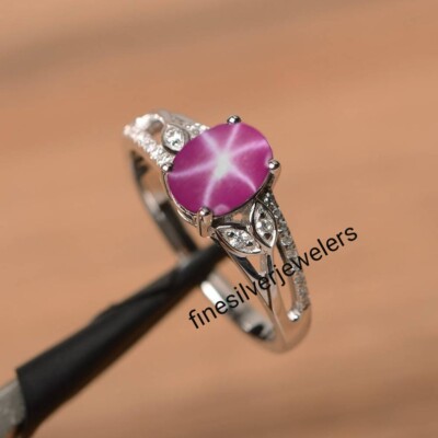 6 Ray Star Ring Pink Lindy Star Ring Star Jewelry Ruby Pink Star Ring ...