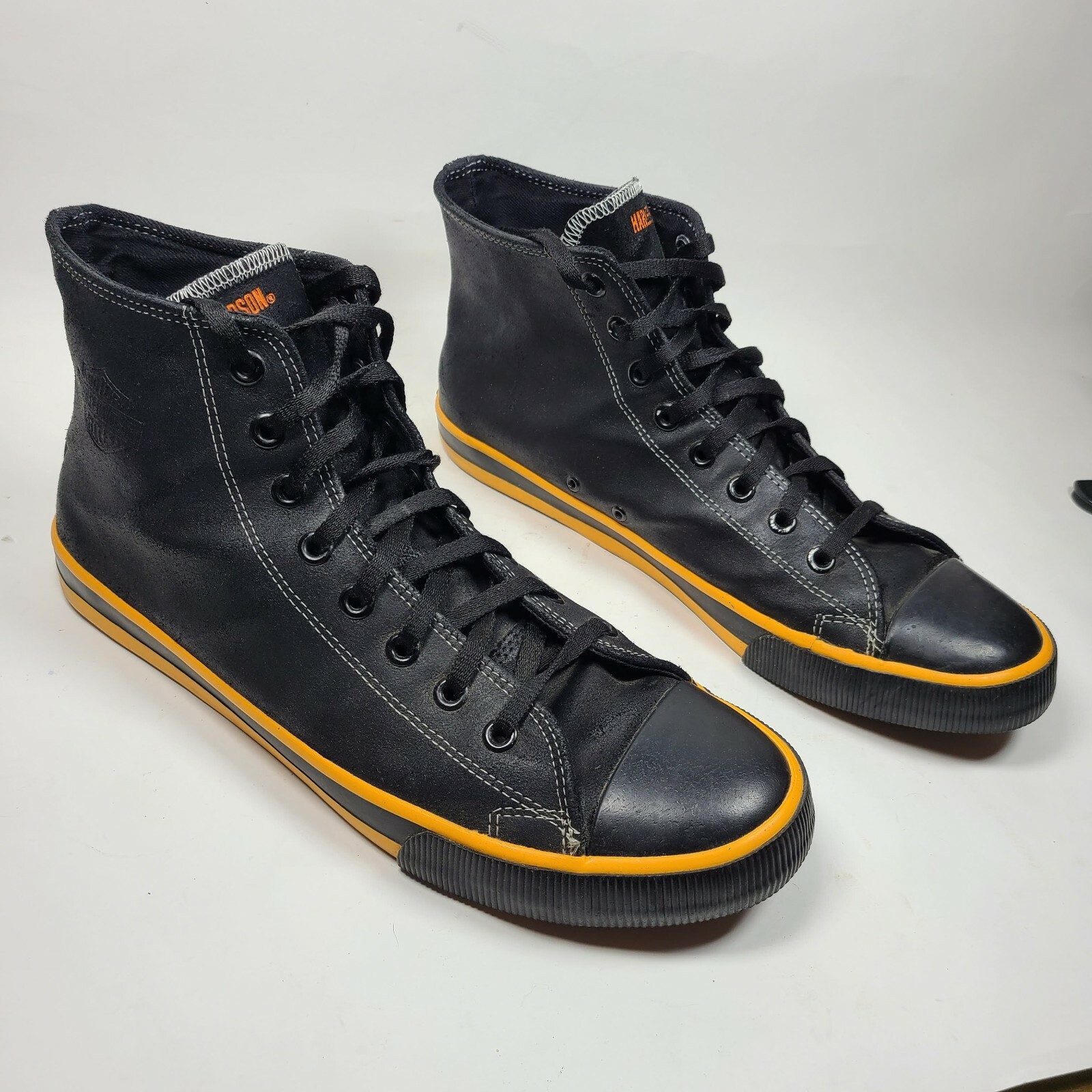 Harley-Davidson Nathan High-Top Shoe Black and Orange… - Gem