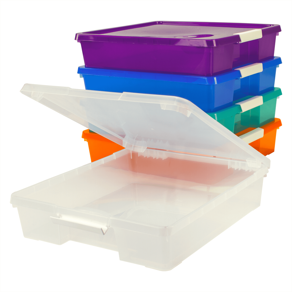 12x12 Stackable Storage Box Colors Plastic Organizer Container Bin ...