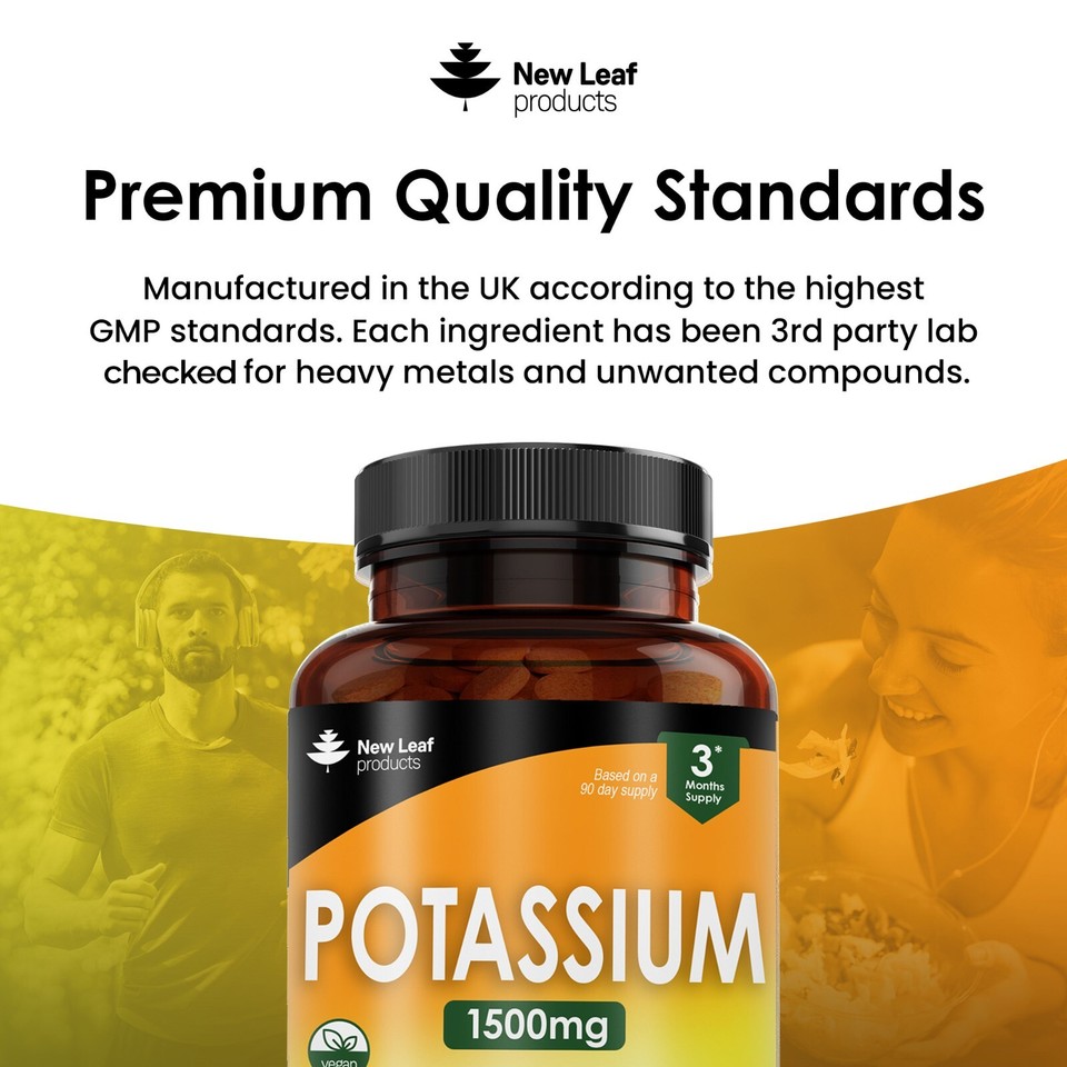 Potassium 1500mg Supplements High Strength - 180 Tablets Nervous System ...