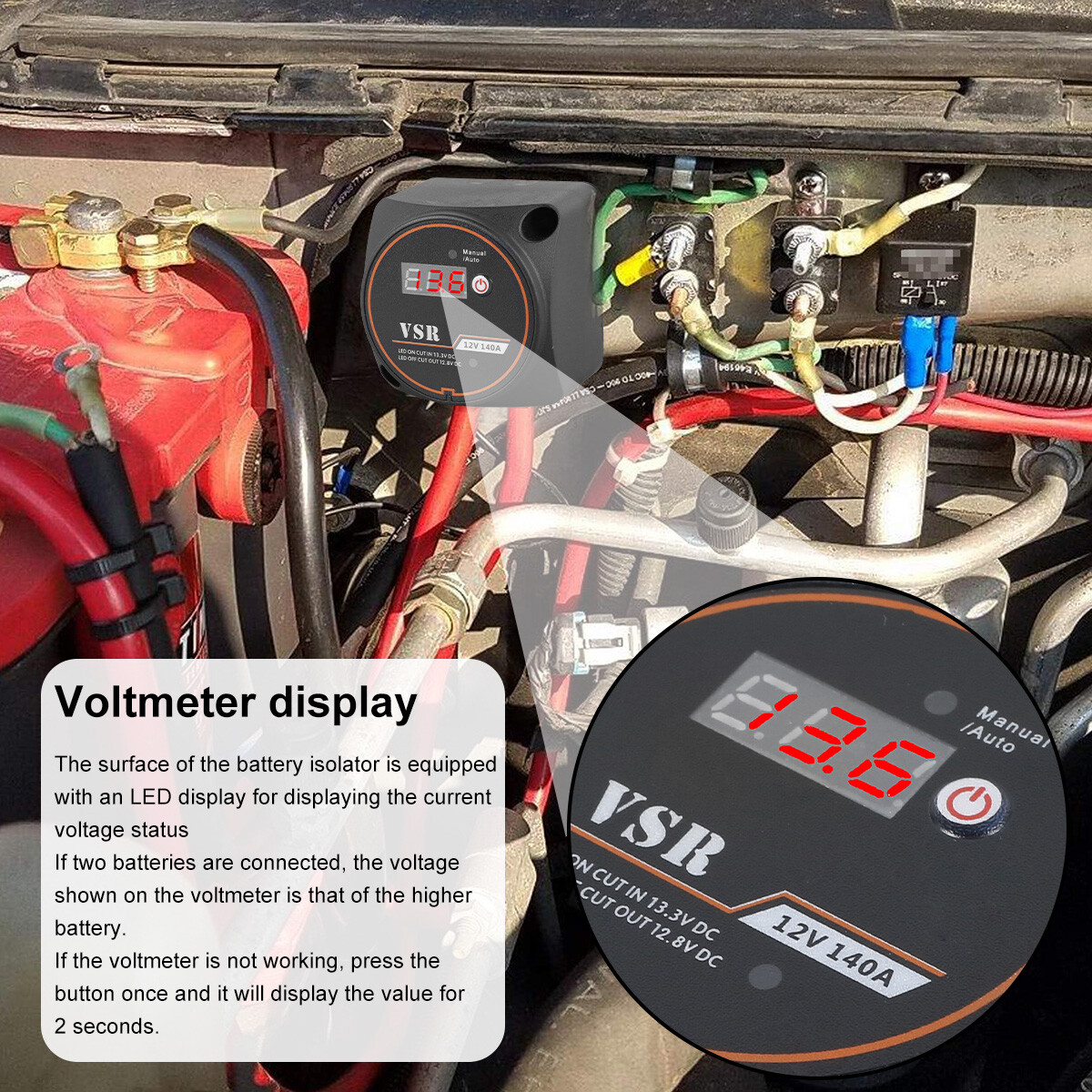 Dual Battery Isolator 12V 140AMP IP68 Waterproof Battery Voltage ...