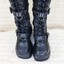 Shaker 420 Black sTRETCH 4.5" Wedge Heel OTK Thigh Boots Skulls Zippers ...