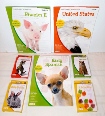 Grade 1 Workbooks (3), Flashcards (4) Reward Stickers Age 4-6+ Math ...