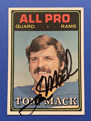 TOM MACK (HOF) Signed 1974 Topps #126 LA Rams Michigan Wolverines ...