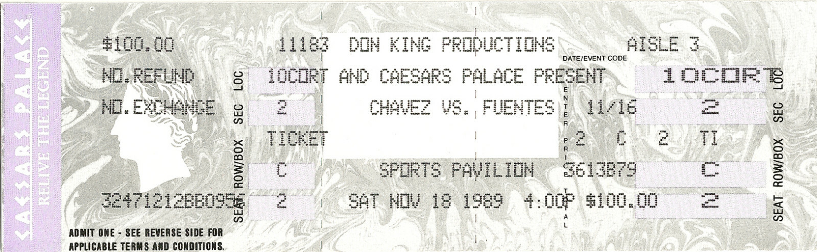 Vintage Original Julio Cesar Chavez vs. Sammy Fuentes Boxing Fight Full ...