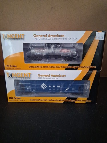 LOT X 2 TANGENT HO TRAINS HOPPER #28013-01, 8,000 TANKCAR #22121-04 MIB ...