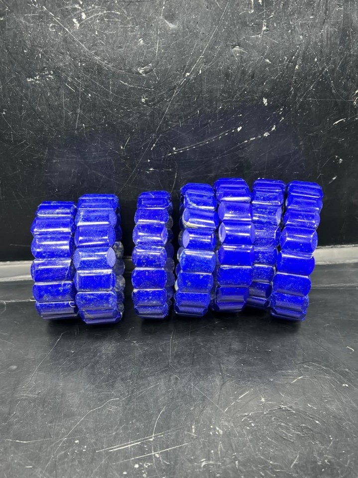 Beautiful Blue Lapis Lazuli Beaded Bracelet Stretchable Handmade | eBay