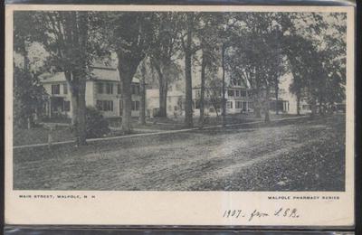 Postcard WALPOLE New Hampshire/NH Main St Large 2 Story Family Houses ...