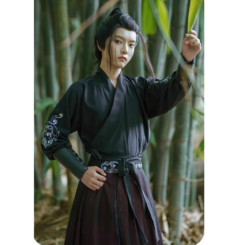 Hanfu Men Oriental Chinese Style Traditional Black Red Ancient Adult ...