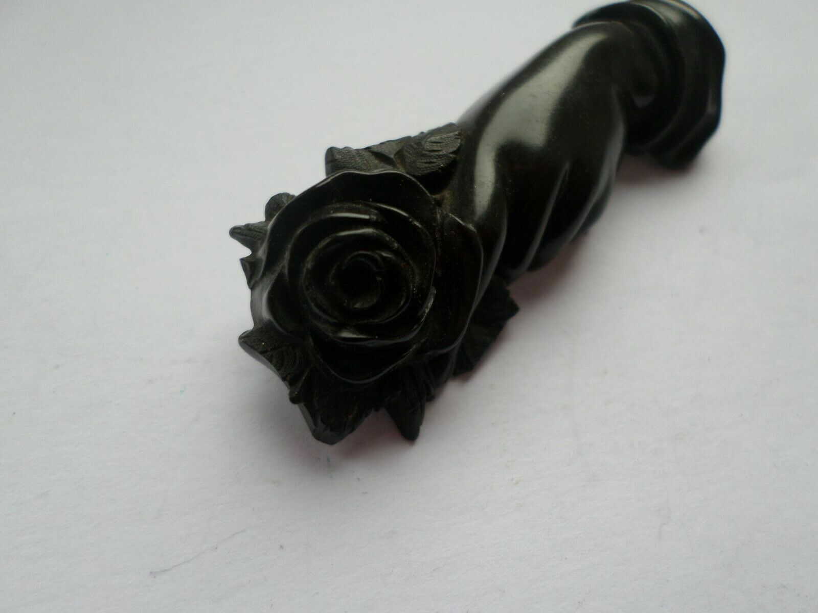 Antique Victorian Edwardian Whitby Jet Hand Brooch Rose Flower ...
