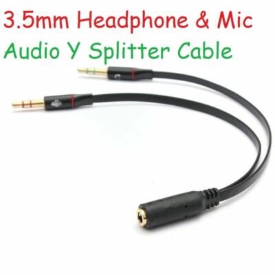 3.5mm Y Splitter Jack 2 Male - Female Headphone Mic Micphone Audio ...