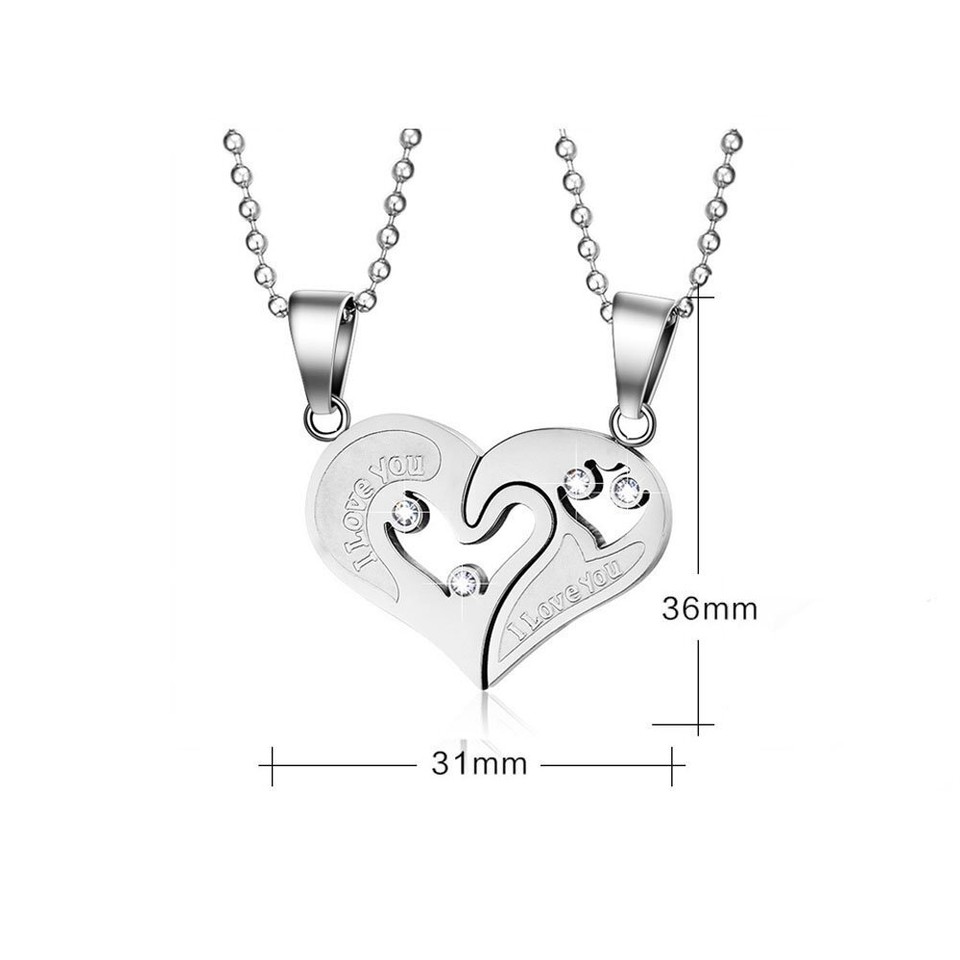 Valentine's Stainless Steel Lover Couple Necklace I Love You Heart ...