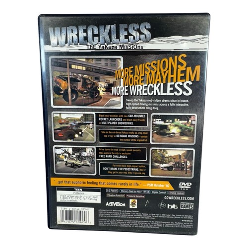 Wreckless Yakuza Missions (Sony Playstation 2 PS2) Complete CIB Tested ...