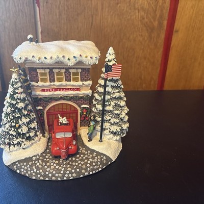Thomas Kinkade First Responder's Christmas Firehouse With Truck House ...