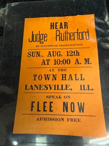 WATCHTOWER IBSA INVITATION SMALL WINDOW SIGN JUDGE RUTHERFORD | eBay