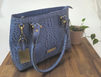 Etienne Aigner Genuine Blue Leather Purse W/ Detachable Keychain Charm ...