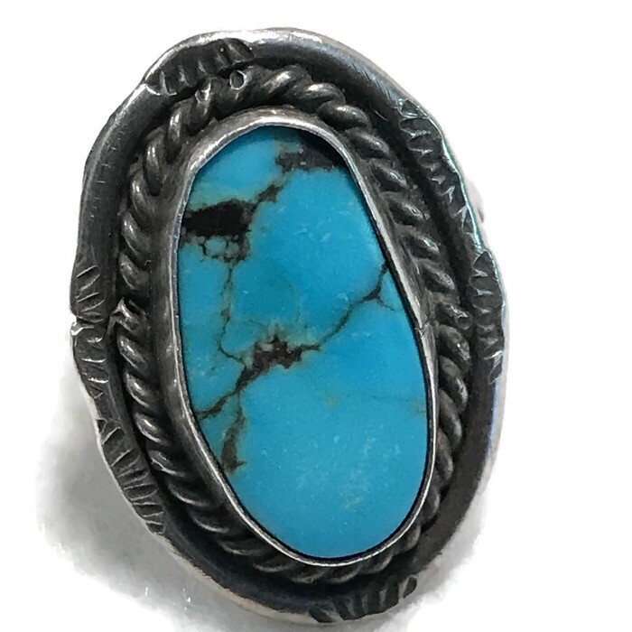 Native American Sterling Silver Turquoise Navajo Vintage Ring | eBay