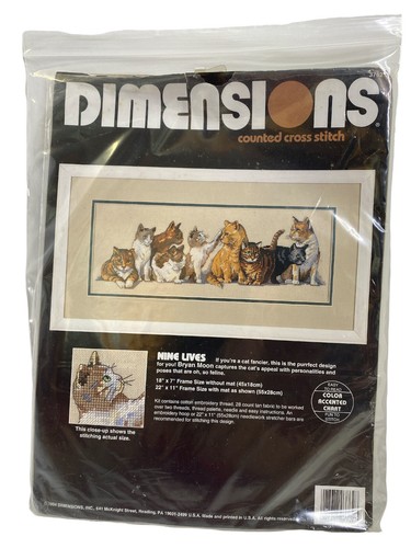 Dimensions Cross Stitch Kit NINE LIVES - Cats *READ* | eBay