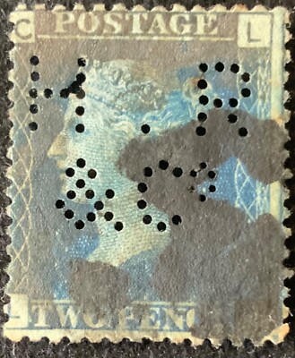 GB 1858 PERFIN - QUEEN VICTORIA TWO PENCE BLUE STAMP WITH 'H.R/& Co ...