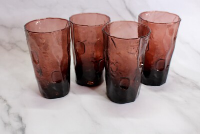 Vintage Mid-Century Decatur Texglass Amethyst Thumbprint Tumbler ...
