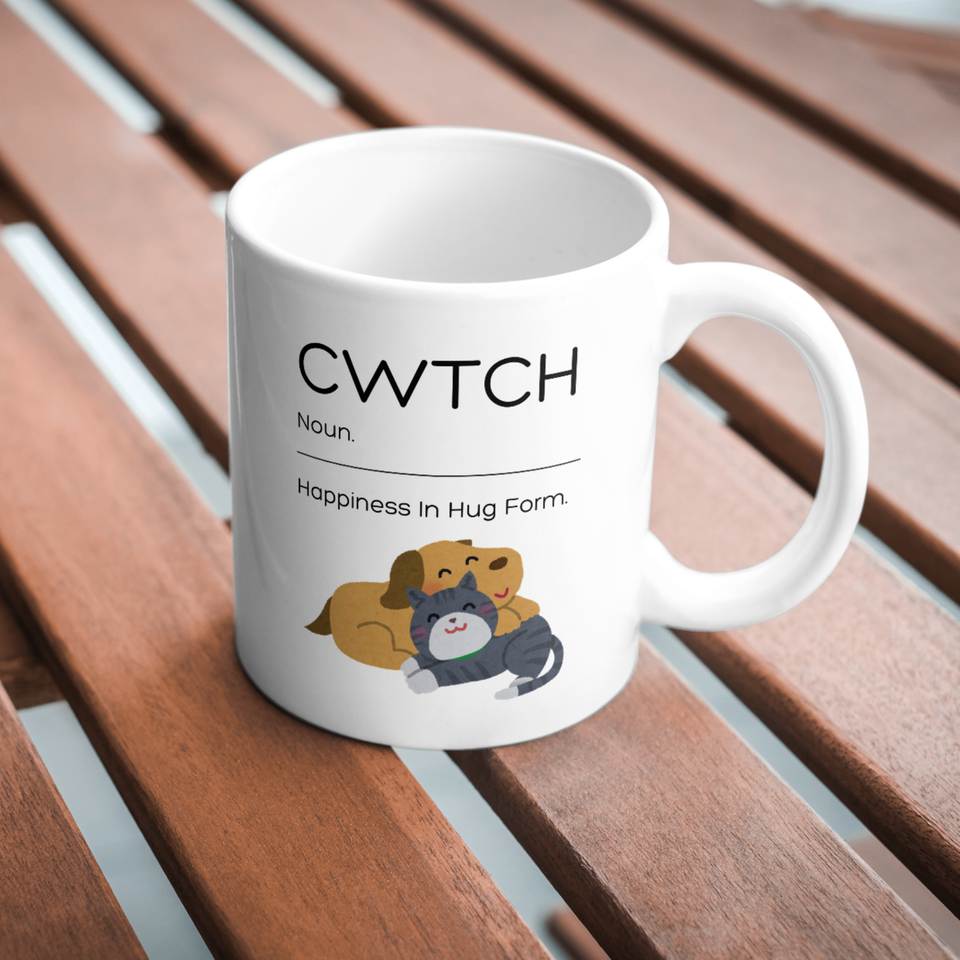 Cwtch Welsh Mug | Cat and Dog Mug | Cat Lover Gift | Dog Lover Gift ...
