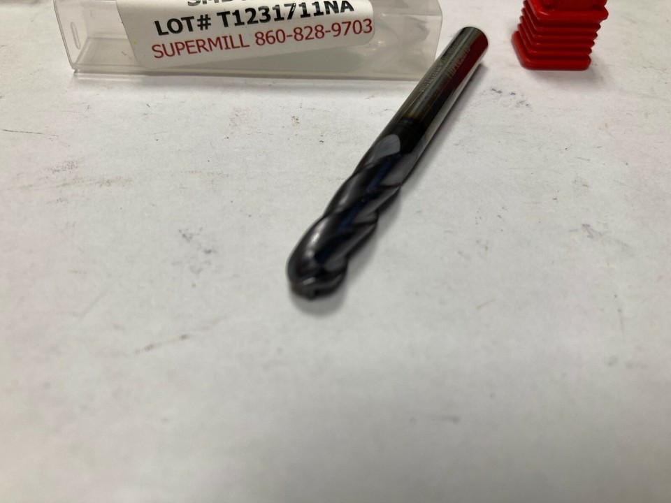 Supermill SMB4F250A, 1/4" 4 Fl, Ball Nose Carbide End Mill, ALTiN, USA ...