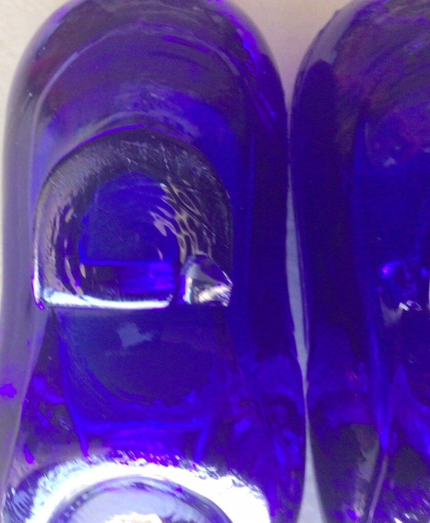 Pair Of FENTON COBALT BLUE GLASS HIGH HEEL SHOE SLIPPER NO CHIPS CLEAN ...