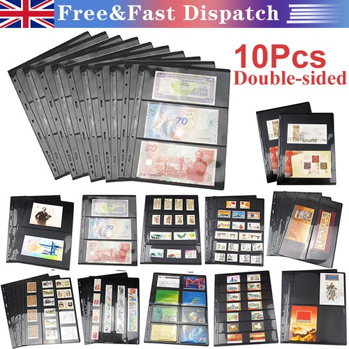 10x Multi Master Pocket Pages Stamp Album Stock Pages Sheets Postcards ...