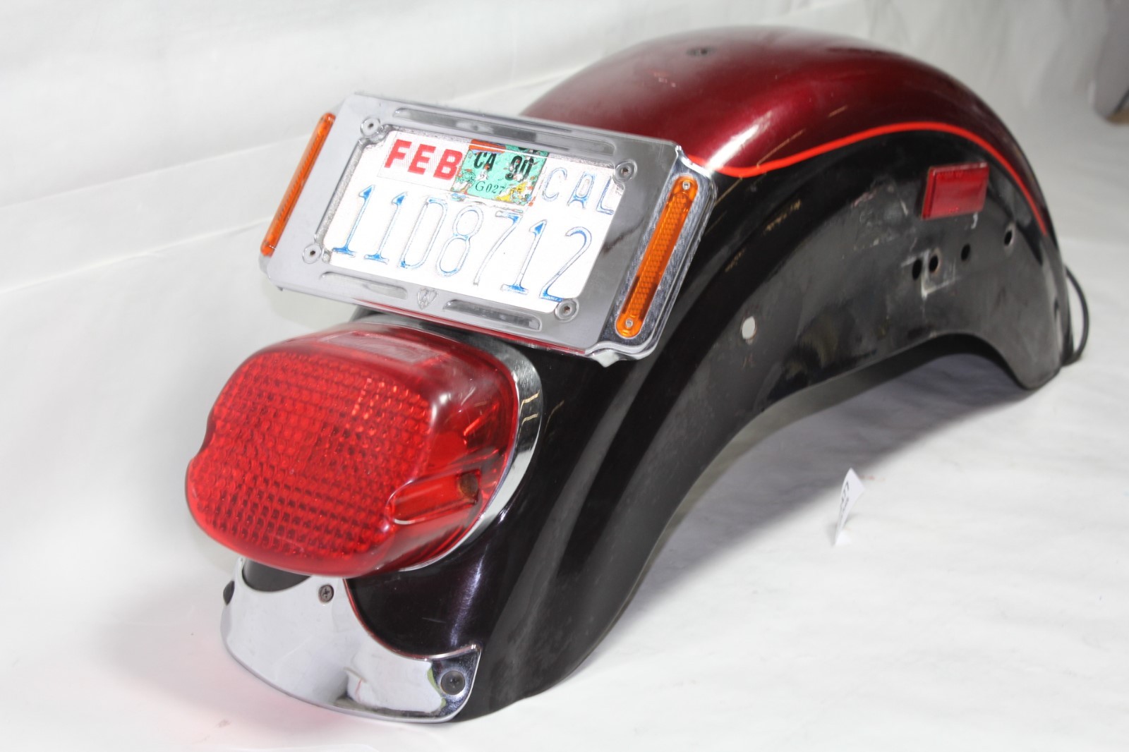 Harley FXLR rear fender + taillamp + Arlen Ness license plate frame FXR ...