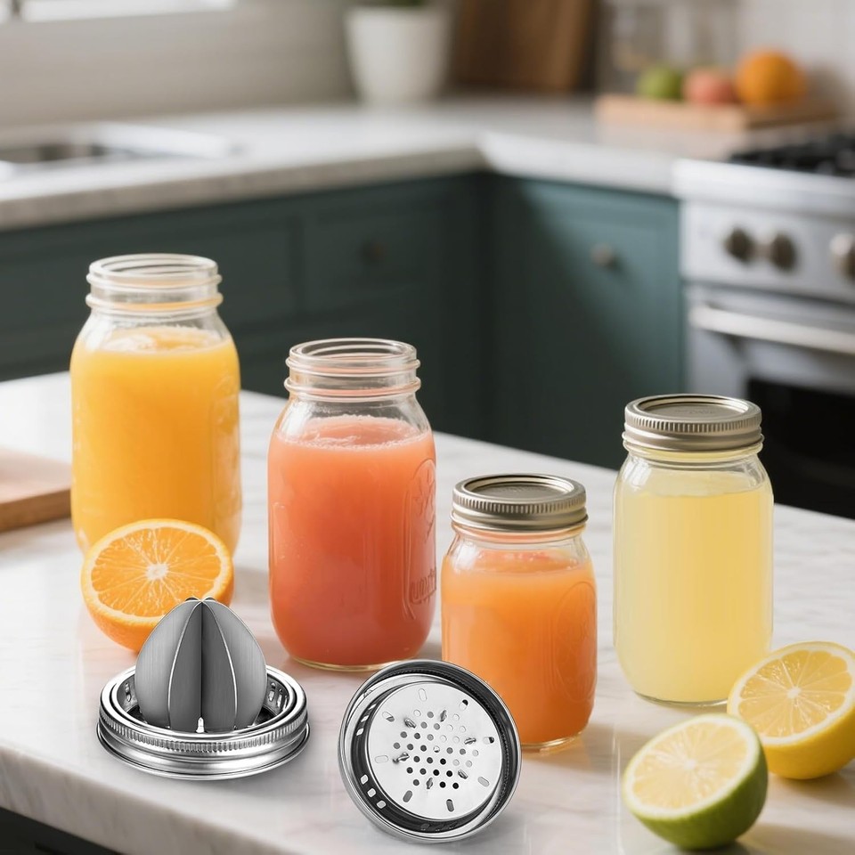 Mason Jar Juicer Lid, Stainless Steel Juicer Manual/Citrus Reamer/Lemon ...