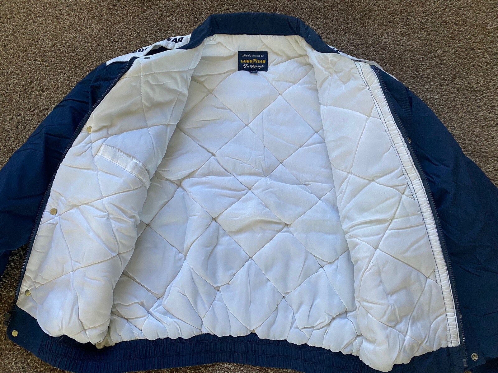 Vintage Goodyear Racing Jacket Navy Full Zip Bomber L… - Gem