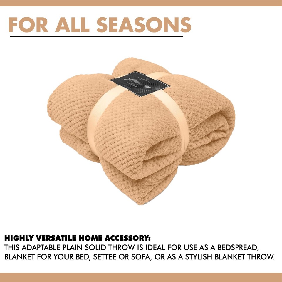 Luxury Popcorn Throws Double & King Size Cuddly Cosy Warm Blanket For ...