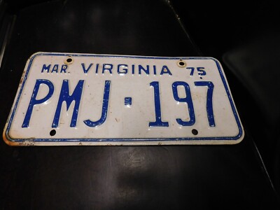 Virginia License Plate VA # PMJ 197 Tag Expired on or before 1975 | eBay
