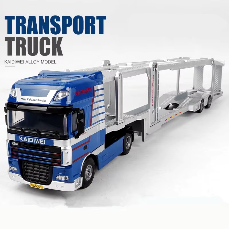 Alloy Double Deck Flatbed Trailer Model Diecast Metal Heavy Semi ...