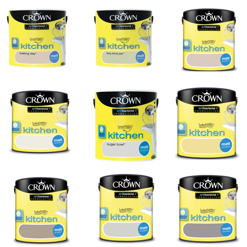 Crown Matt & Mid Sheen Kitchen & Bathroom All Colour 2.5litre paint ...