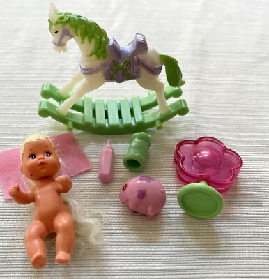 Krissy Chrissy Nikki Barbie Size Baby Lot With Rocking Horse And ...