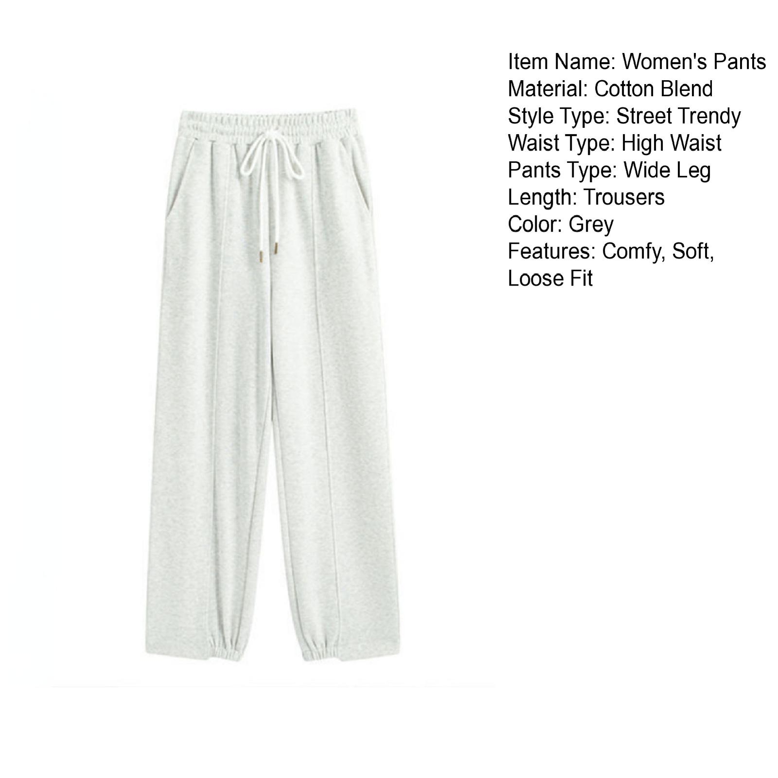 Solid Color Loose Pants for Women Fashionable Casual Women's Comfy Gray ...