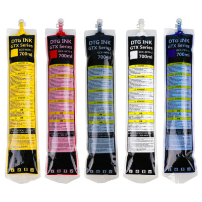 5PC 700ml T-Shirt Printing ink bag for Brother-GTX Pro White Ink DTG ...