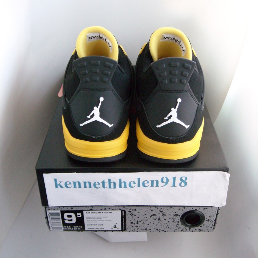NEW 2012 NIKE AIR JORDAN IV 4 RETRO THUNDER BLACK YELLOW 308497-008 ...