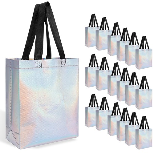 【18-Pack Shiny Color】 Reusable Gift Bags with Handles, Bulk Party Favor ...