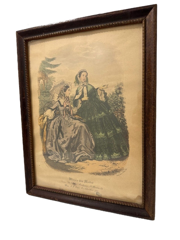 Antique Miroir Des Modes French Fashion Print Ladies Art Paris Framed ...