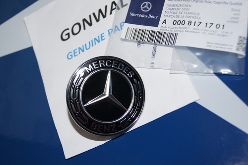 Mercedes Benz Genuine Hood Black Flat Laurel Wreath Badge Emblem OE ...