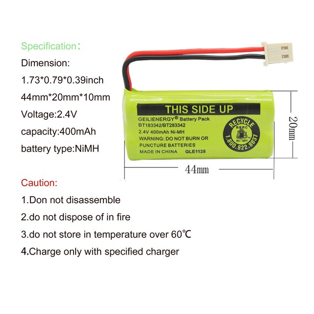 Geilienergy Home Phone Battery for AT&T VTech BT164392 BT264392 for ...