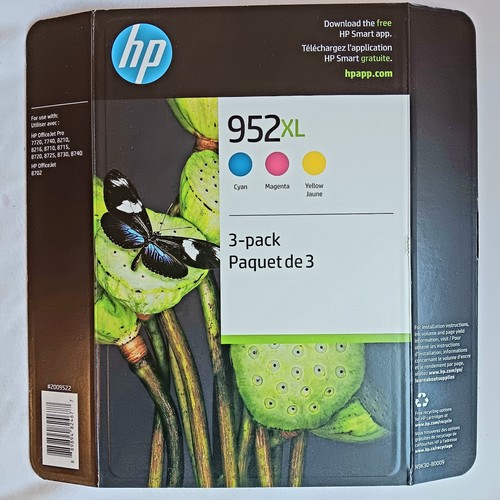 GENUINE HP 952XL 3-PACK Cyan Magenta Yellow Color Ink XL exp. 2025 ...