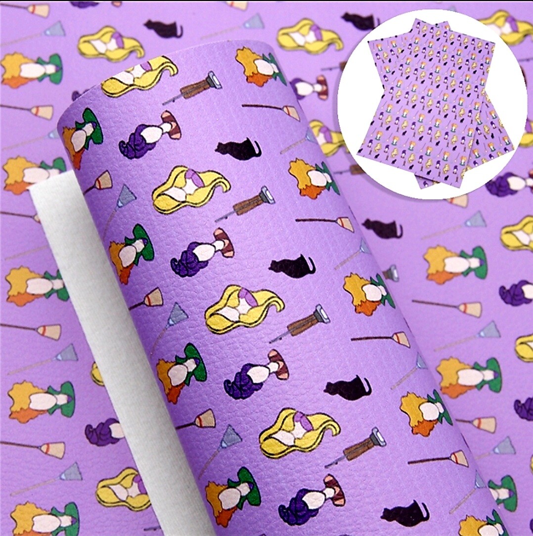 Witch FAUX LEATHER SHEET 8.75" X 12" Printed 1093655 Hocus Pocus LITCHI ...